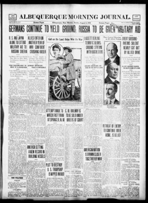 "Albuquerque Morning Journal, 08-04-1918" by Journal Publishing Company
