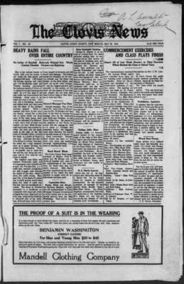 "Clovis News, 05-22-1914" by The News Print. Co.