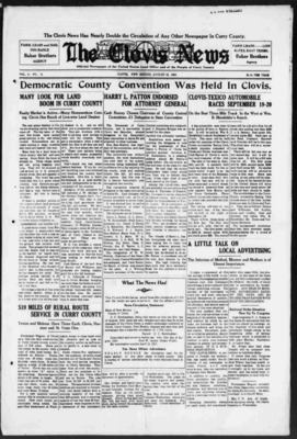 "Clovis News, 08-31-1916" by The News Print. Co.