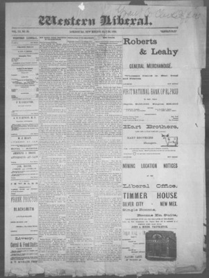 "Western Liberal, 05-30-1890" by Lordsburg Print Company