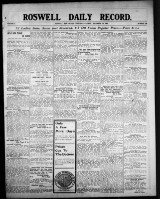 "Roswell Daily Record, 12-20-1906" by H. E. M. Bear